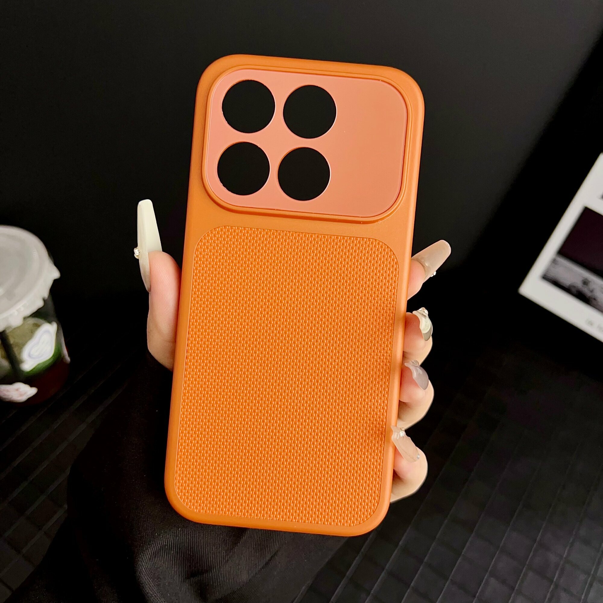 Чехол для Xiaomi 17/Сяоми 17, soft touch, чехол-кардиомонитор, искусственная кожа, поликарбонат (PC), защита камеры, ударопрочный, усиленные углы, Xiaomi, Xiaomi 17, orange,
