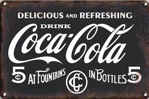 Реклама Coca-Cola, Жестяная табличка, Барный фон, домашний декор,30*20