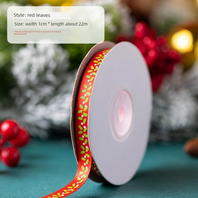 Рождественская декоративная лента, атласная лента, украшения для елки, оформление сцены, атмосфера, подарочная коробка,