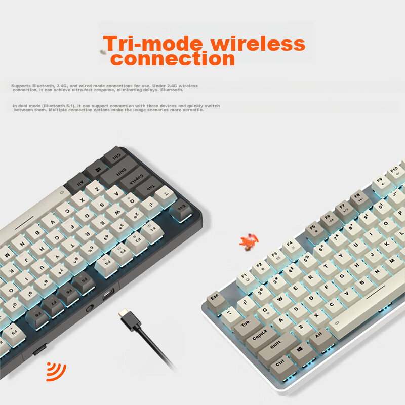 Беспроводная механическая клавиатура Dareu EK810 Deep Space Gray, Bluetooth 2,4G, 104 клавиши, Red Switch