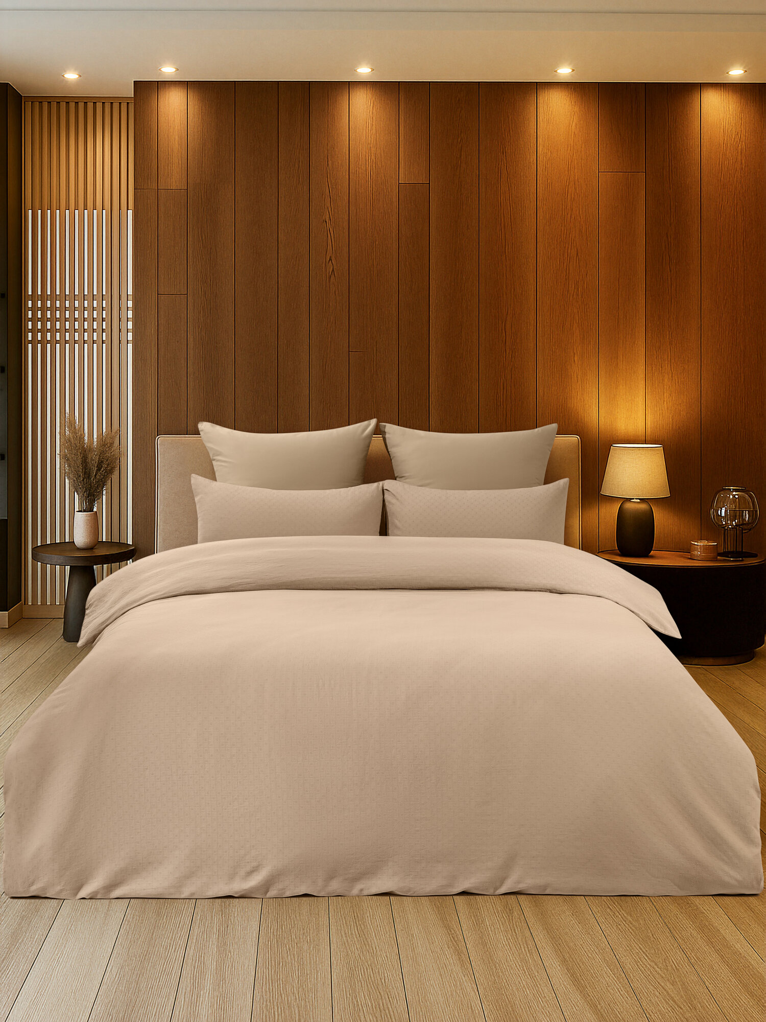 Постельное белье евро, Moye Home, сатин-пике, хлопок, наволочки 70х70, бежевый