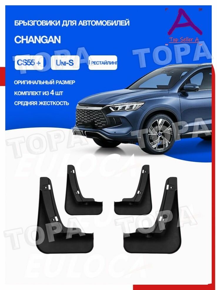 Брызговики, арт. Брызговики для Чанган cs55 Plus, Uni-S 1 рестайлинг (2021-2025), 4 шт.