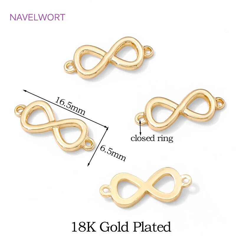 NAVELWORT Латунные позолоченные подвески «Бесконечность», 10 шт 10 pieces