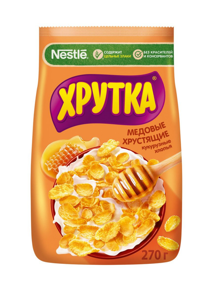 Готовый завтрак Хрутка хлопья медовые хрустящие 270г 1шт