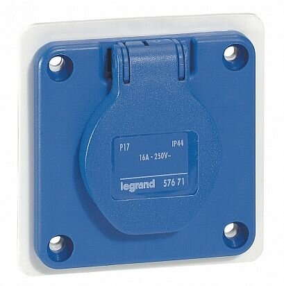 Встраиваемая розетка бытового назначения P17 Tempra Pro немецкий стандарт без шторок синий Legrand 057672