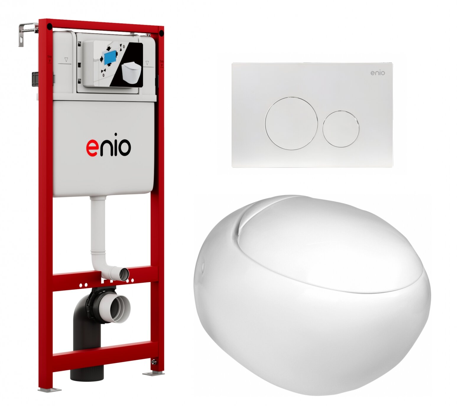 Комплект 3 в 1 инсталляция Enio Profi EN7050050 + Подвесной унитаз WeltWasser Jeckenbach + кнопка белая матовая Sfera