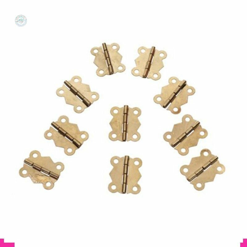 Мини-петли желтые 25х20 мм, 10 шт, железные шарнирные петли для шкатулок, кукольных домиков, декоративных коробок и мелкого ремонта, комплект мебельной фурнитуры