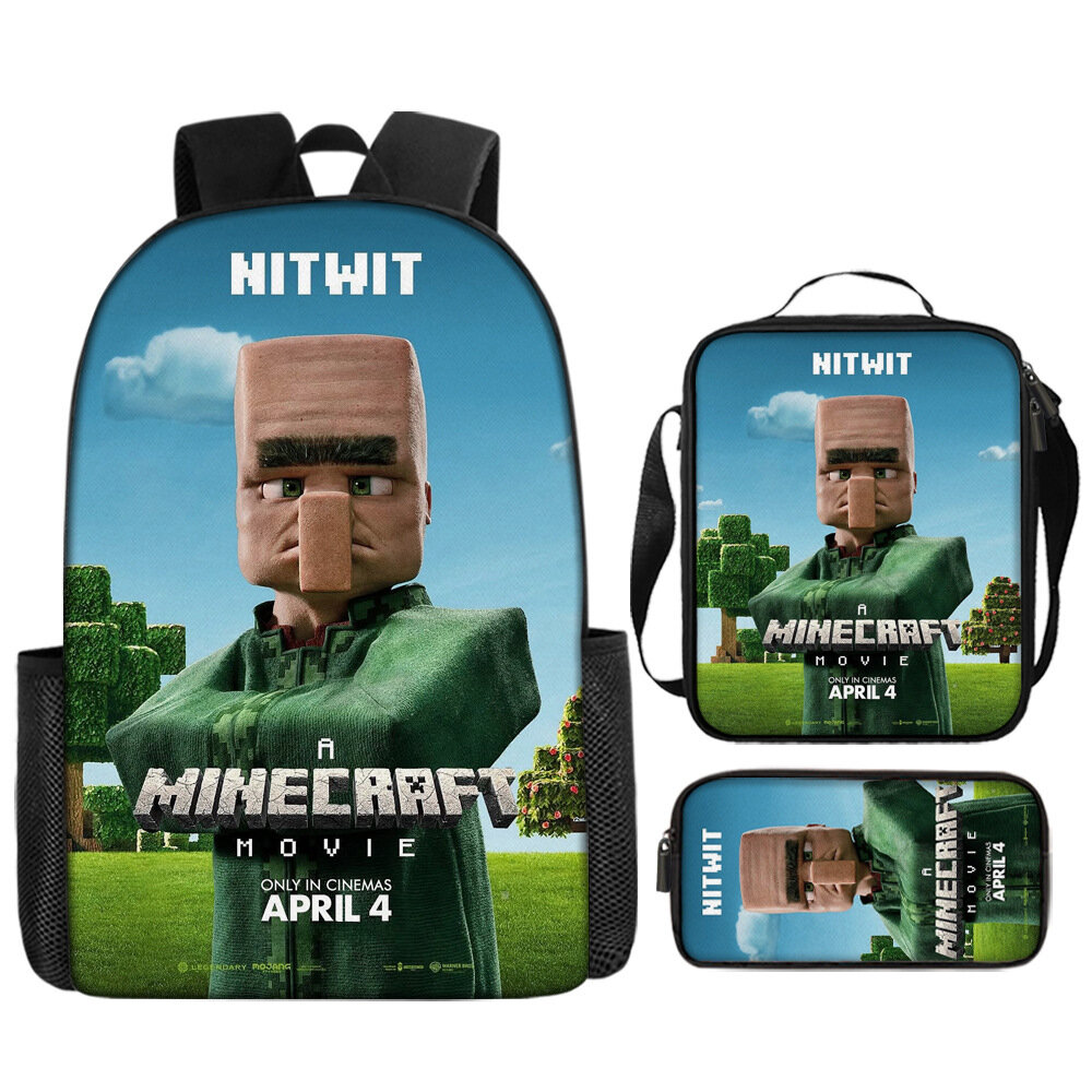 Периферийный рюкзак Minecraft. Детский повседневный рюкзак с принтом Minecraft. Сумка для начальной школы, набор из трех предметов.