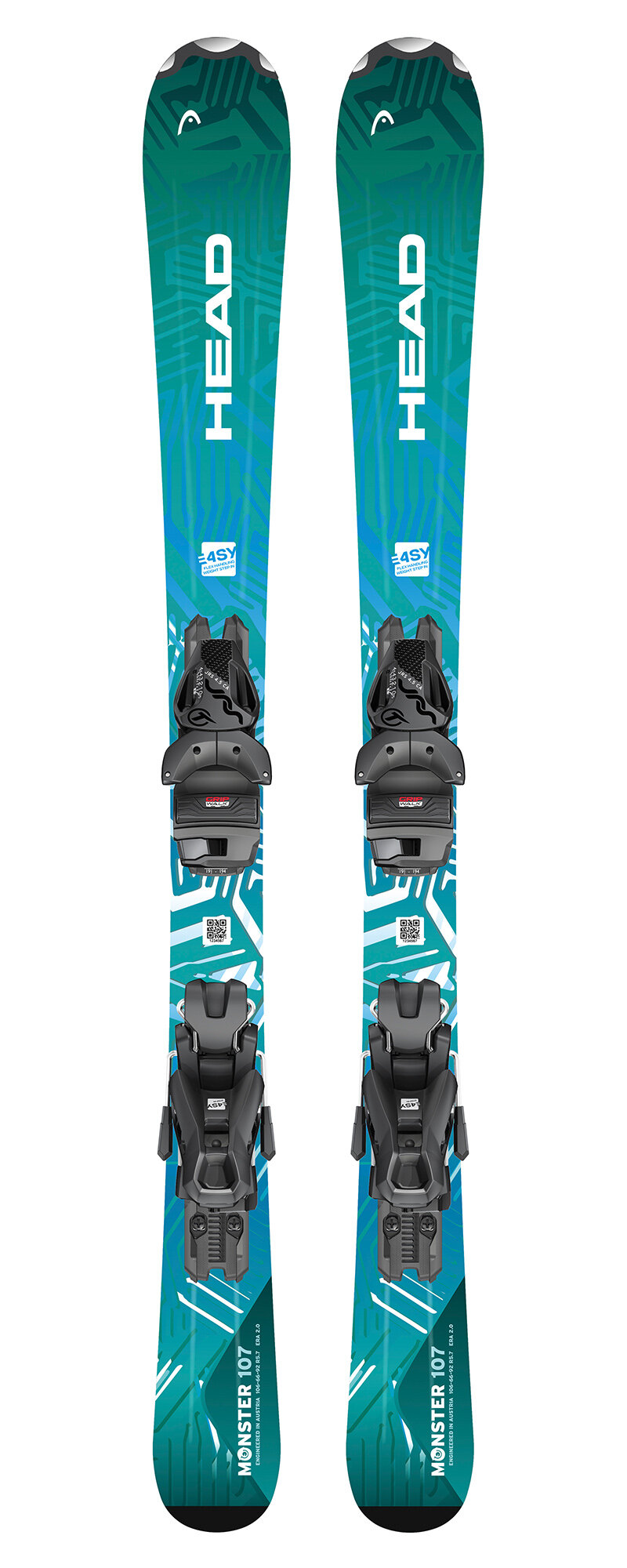 Горные лыжи HEAD Monster Easy JRS, с креплением JRS 7.5, 127см, детские