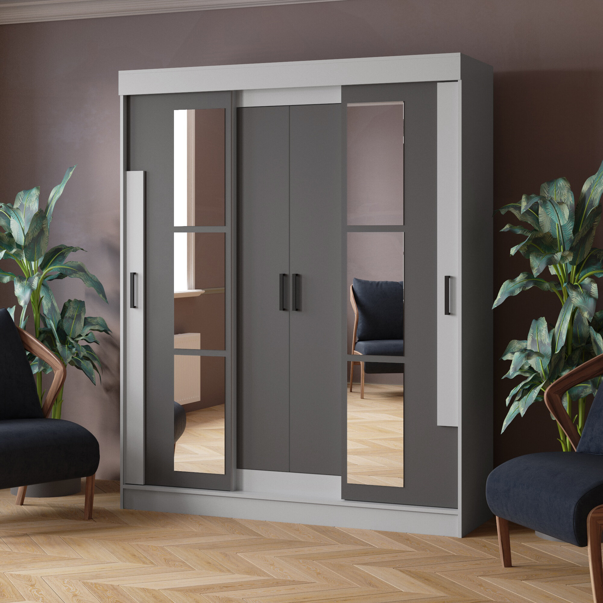 Шкаф-купе Твист камень серый/графит серый (Микон)