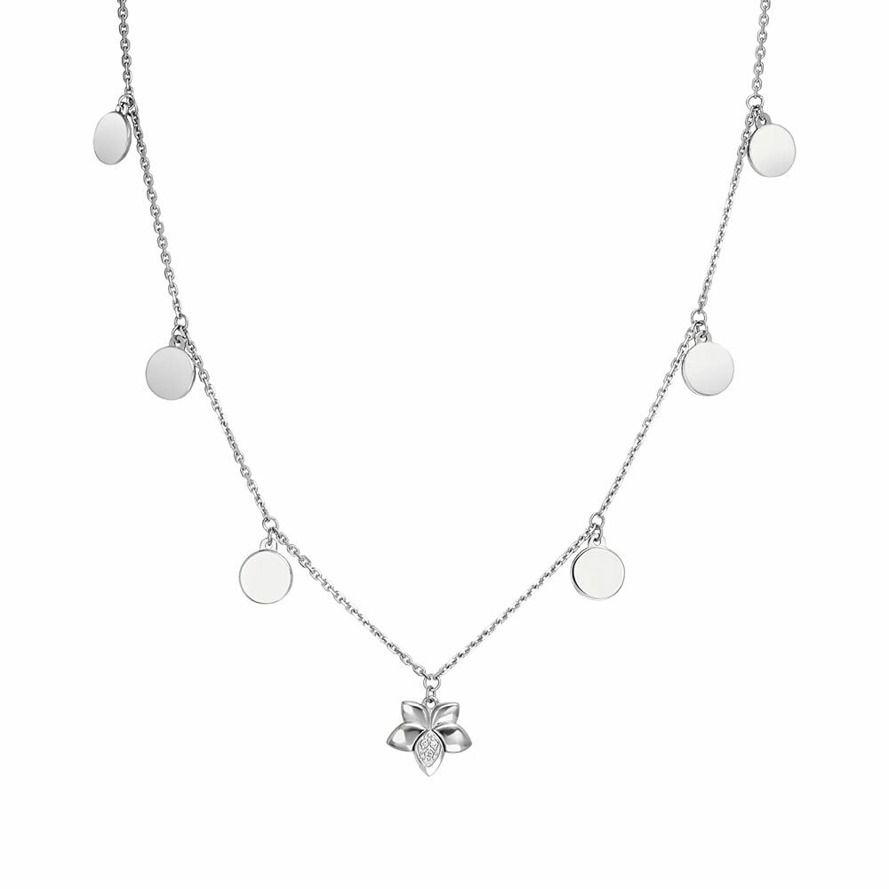 Колье, белое золото, 585 проба, родирование, бриллиант