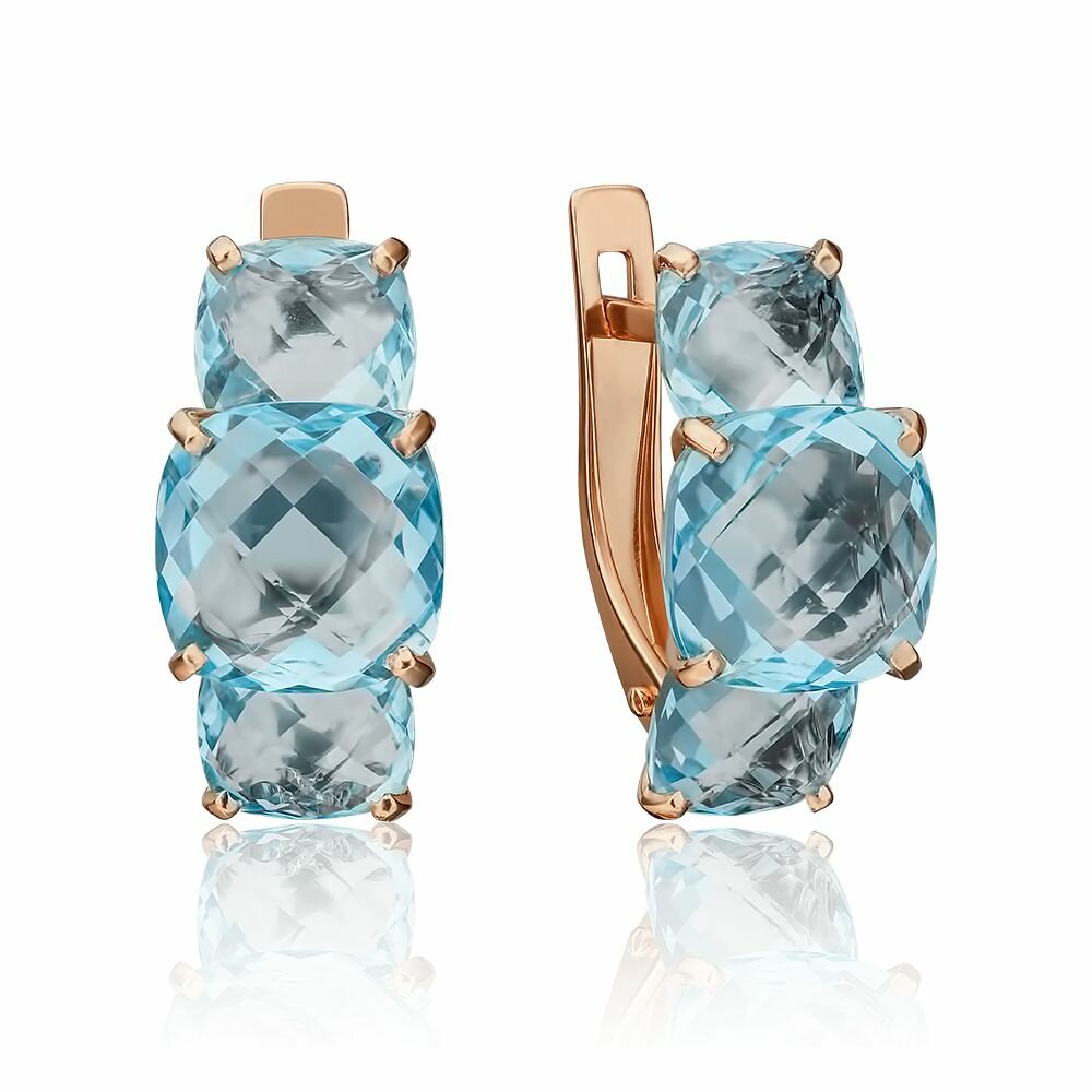 Серьги, красное золото, 585 проба, топаз