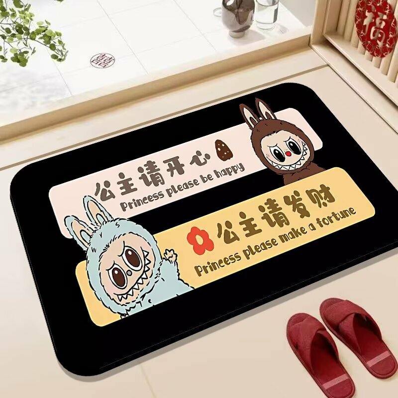 Коврик из диатомита Labubu, милый мультяшный противоскользящий коврик для домашнего использования.40*60cm