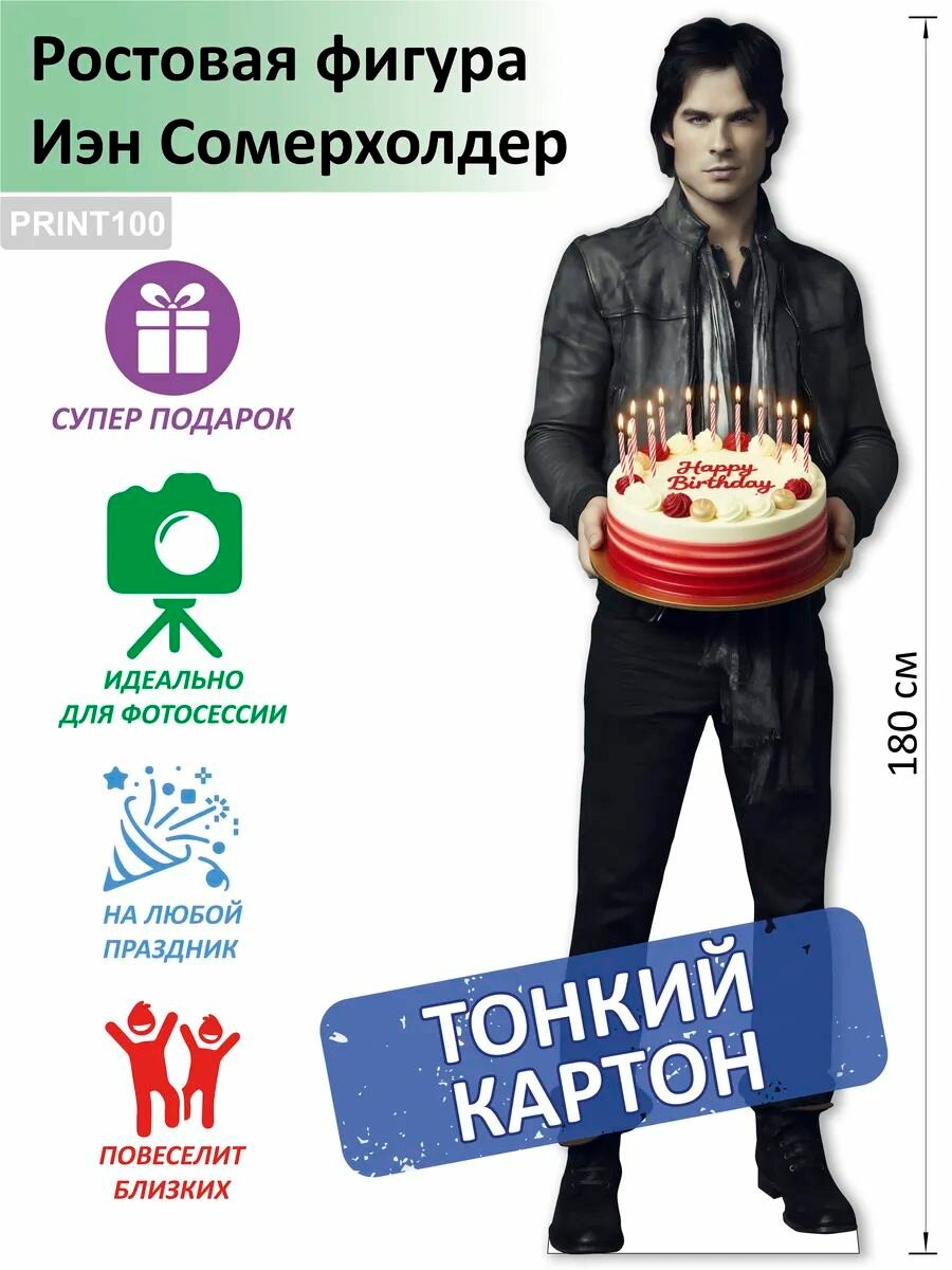 Иэн Сомерхолдер вид 12 Ростовая фигура, Тонкий картон, (Print100.ru)