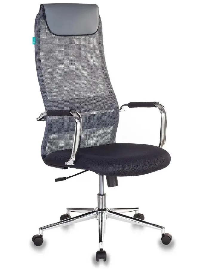 Кресло Бюрократ KB-9N руководителя, цвет темно-серый TW-04 TW-12 сетка/ткань с подголов. крестовина металл хром