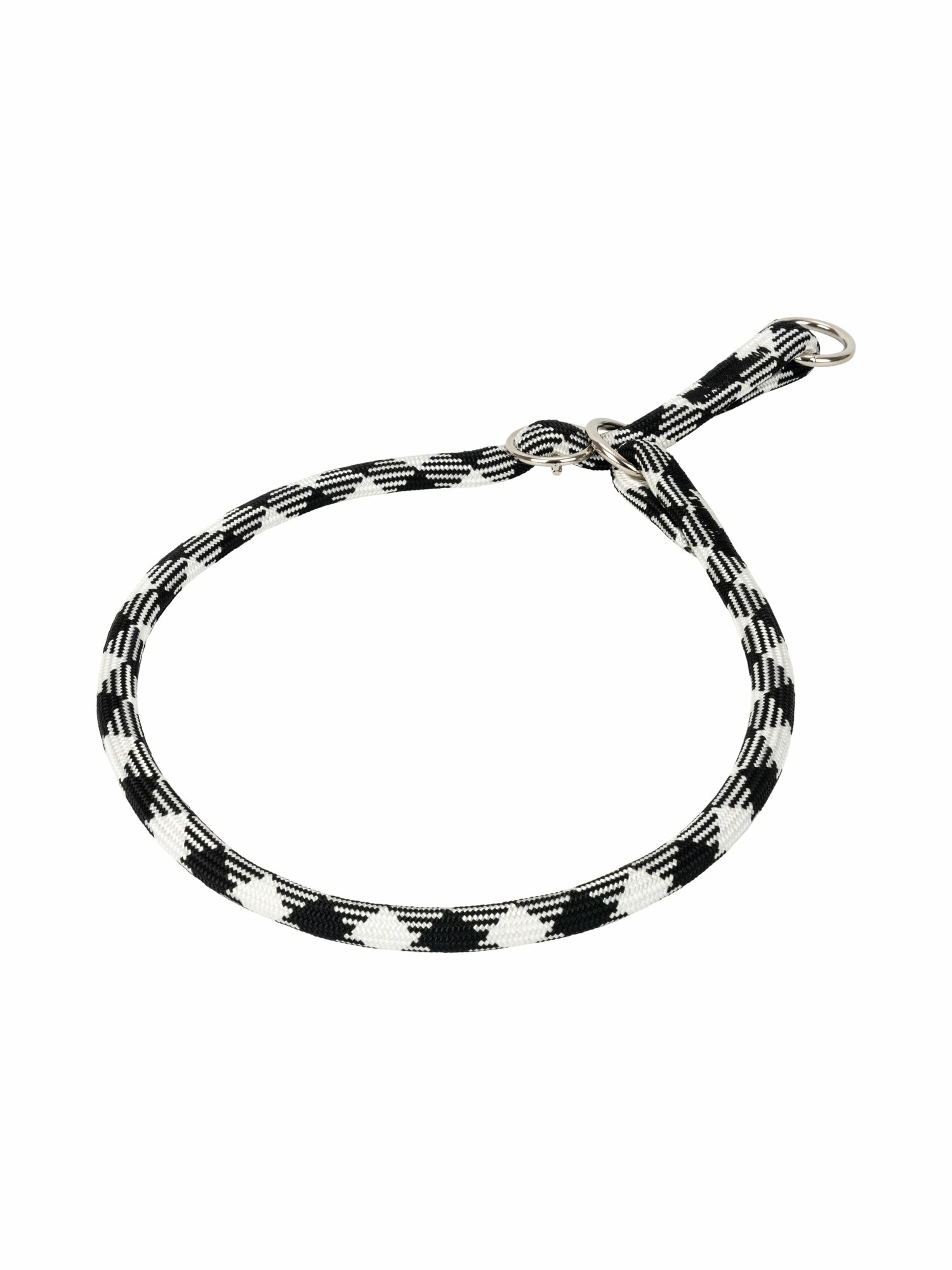 Ошейник-удавка для собак ZooOne с 2-я кольцами круглый "Арлекин", ширина 13 мм, длина 80 см, чёрно-белый, 76-2143