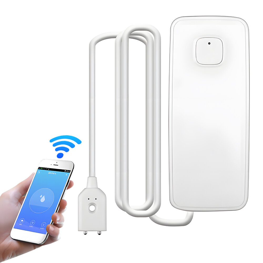 1 комплект, WiFi-детектор протечки воды с управлением через приложение, датчик протечки воды 85 дБ, водонепроницаемый, IP67, питание от батареи, оповещение об утечке воды с push-уведомлением через приложение для дома K