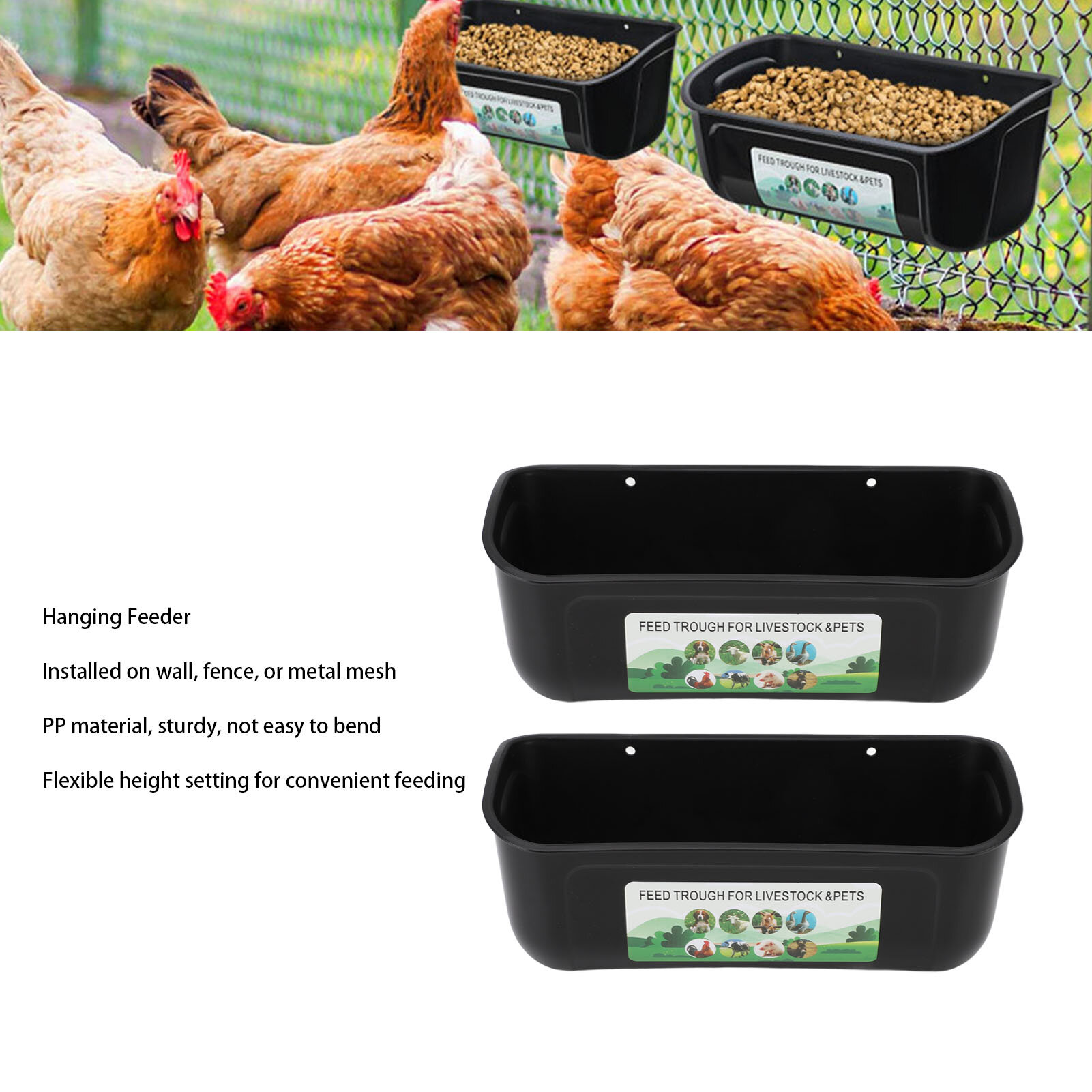 2шт подвесная кормушка для птицы пластиковая кормушка для скота для кур гусей овец оленей собак черная