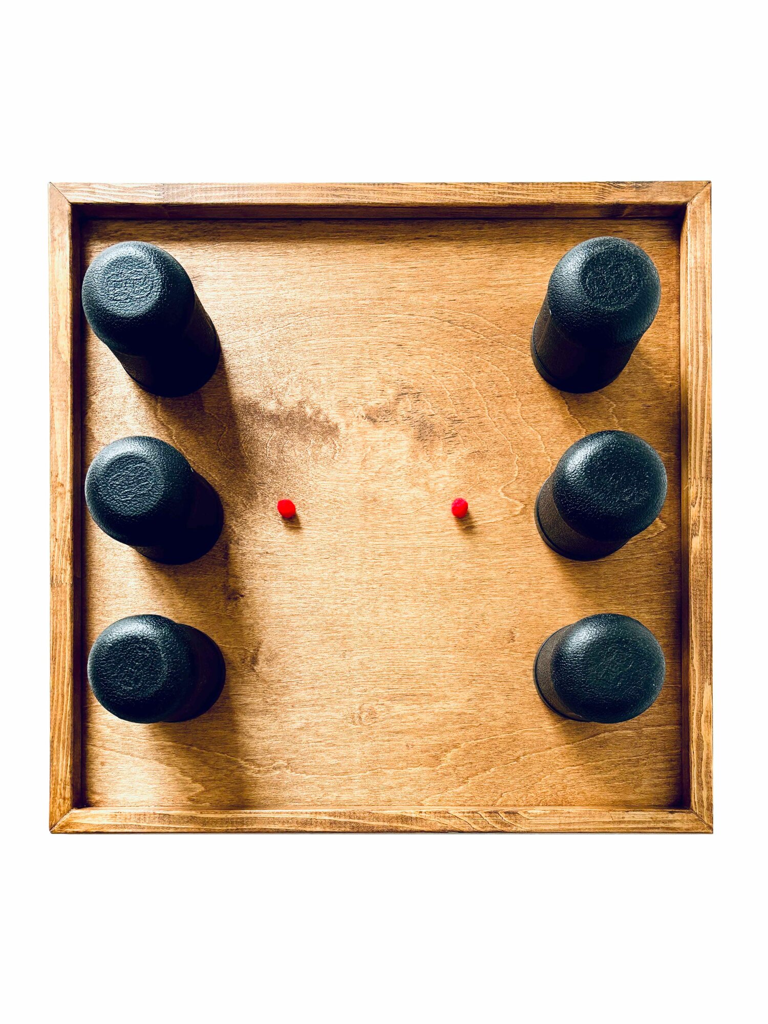 Игра "Трес копас" или "Наперстки" (размер поля 50х50 см, 6 стаканов, 2 шарика) - крафтовая игра ручной работы из натурального дерева