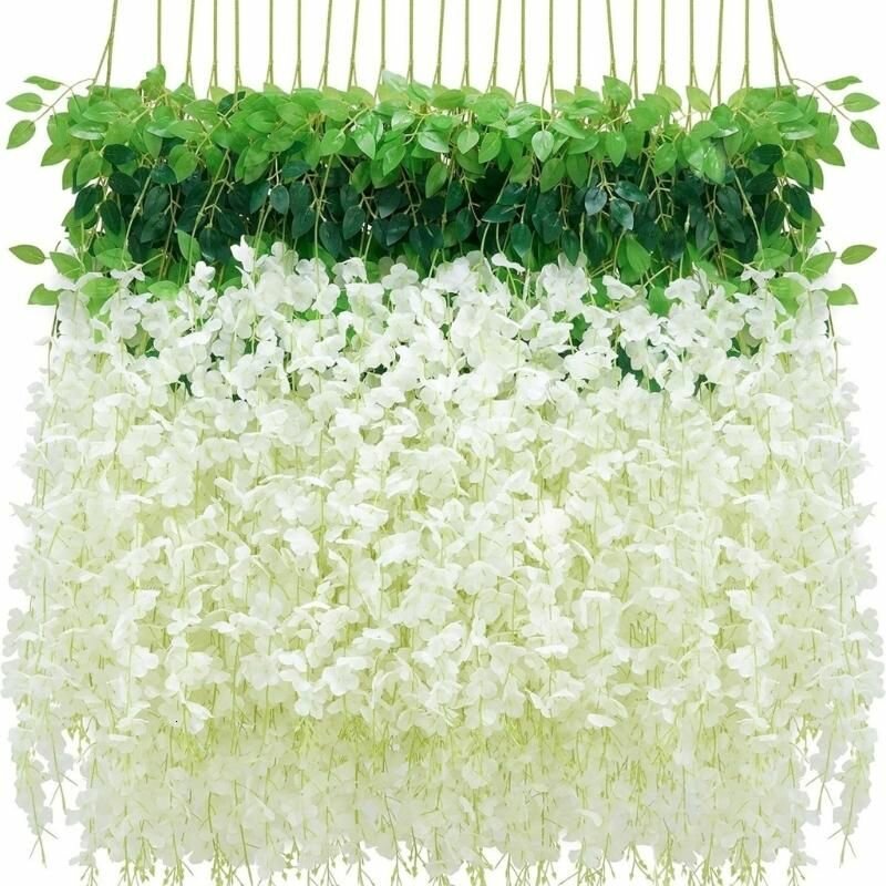 12 палочек, внутреннее свадебное украшение фиолетовый пластиковый цветок на потолке виноградной лозы-белый