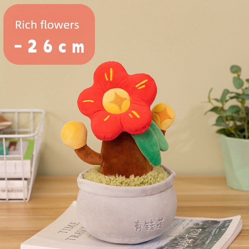 Мягкая игрушка 25 см с цветком денег для офиса, милый подарок девушкам, креативный столик, счастливая тематика,