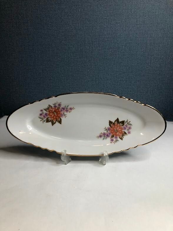 Блюдо винтажное, з-д Дулево, СССР "семейная гармония", 29.5*12см, фарфор, позолота