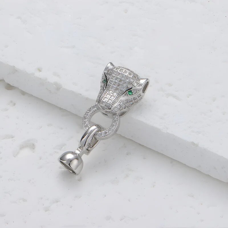 Цельный изысканный циркон с головой леопарда, материал для самостоятельного изготовления ювелирных изделий, жемчужное ожерелье, браслет, соединительная застежка, аксессуары