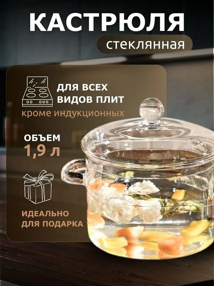 New Way Look Кастрюля Кастрюля стеклянная с крышкой, Боросиликатное стекло, 1,9 л, 2 шт