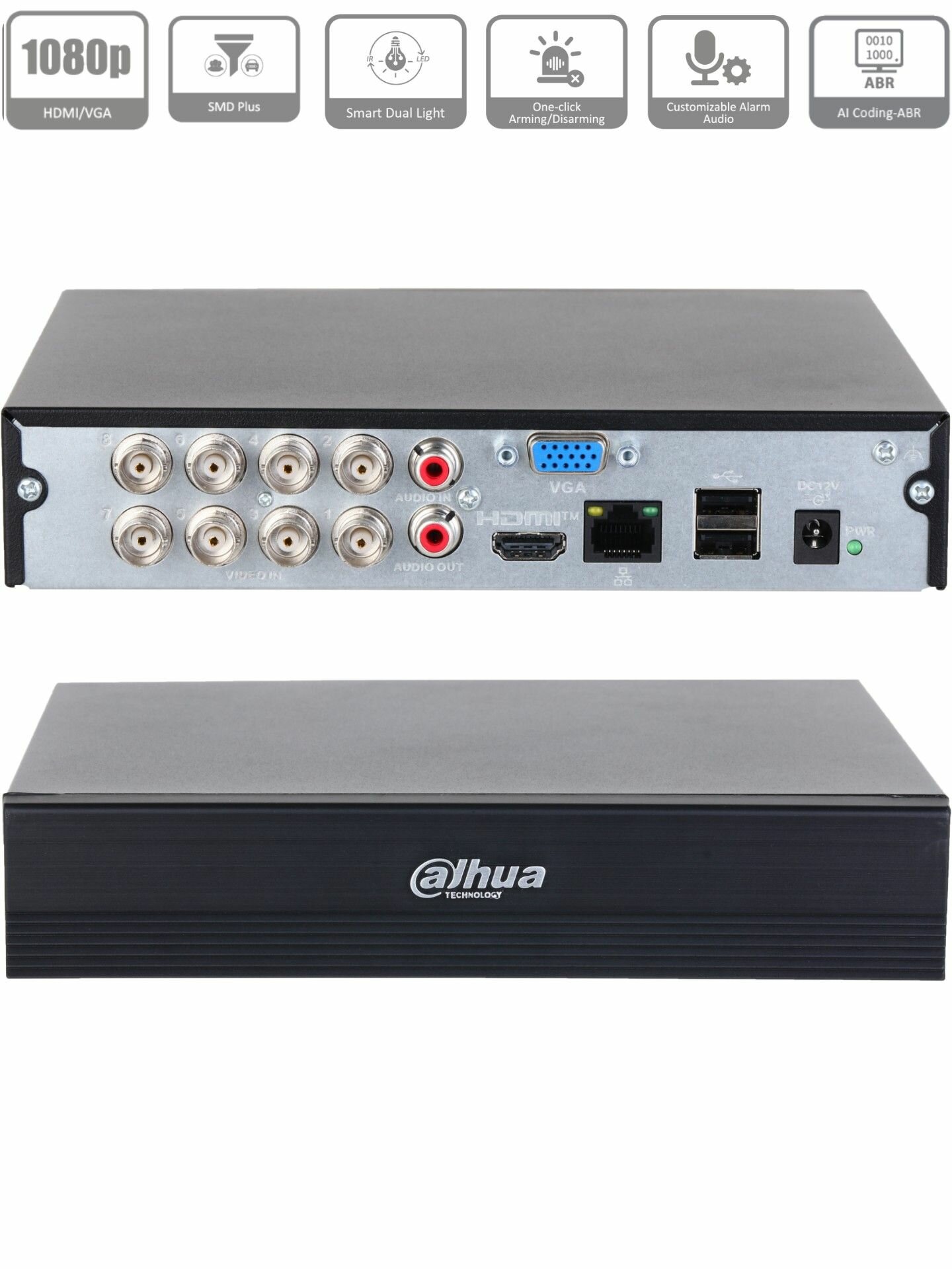 Dahua DH-XVR1B08-I/T - 8 канальный видеорегистратор для камер видеонаблюдения HDCVI, XVR-регистратор гибридный