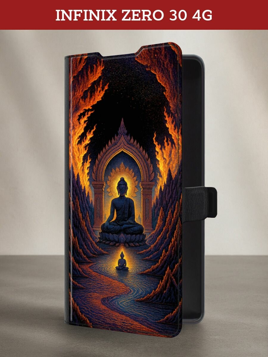 Чехол-книжка на Infinix Zero 30 4G / Инфиникс Зеро 30 4G с принтом Величественный монах, черный