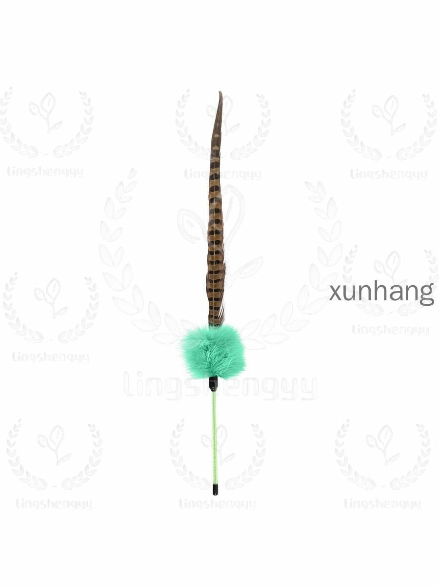 Игрушка для кошек Дразнилка с пером фазана EBI "Ted", бирюзовая, 60см