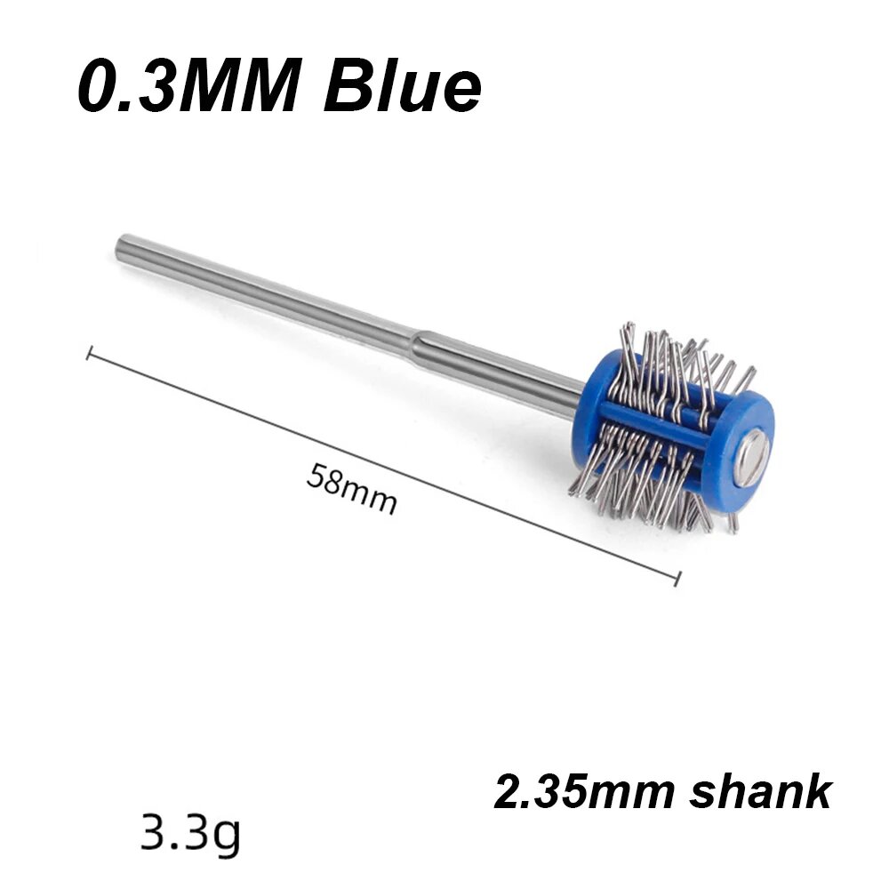 Щетка проволочная 0.3MM Blue, 2.35mm shank