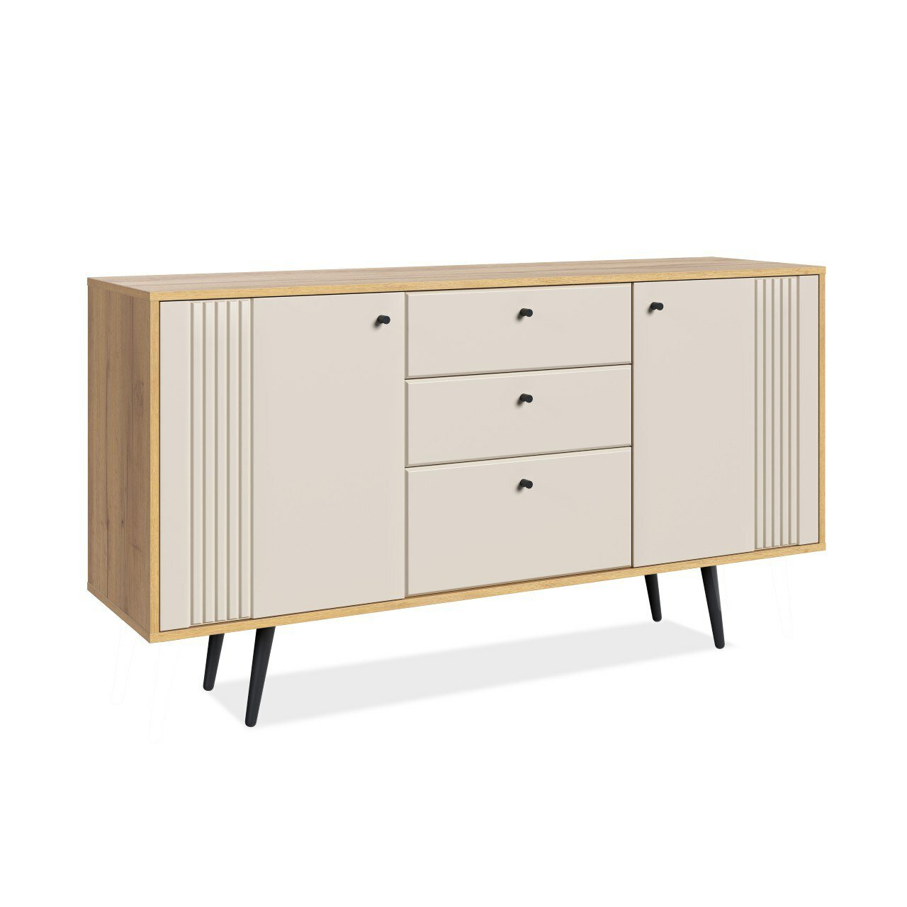 Комод Кураж "Вега Саксония", ЛДСП, с ящиками и полками, на ножках, белый