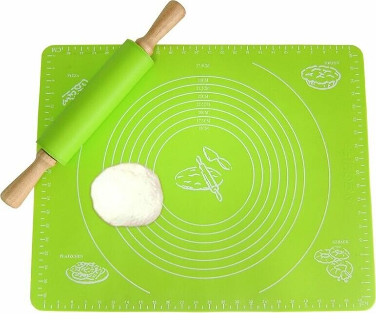 Силиконовый коврик для раскатывания теста 50х40, салатовый