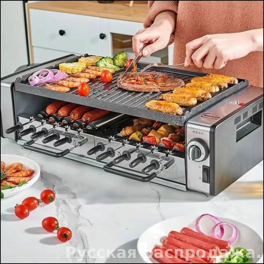 Машина для приготовления шампуров, гриль для барбекю, электрическая духовка, автоматический вращающийся мангал.