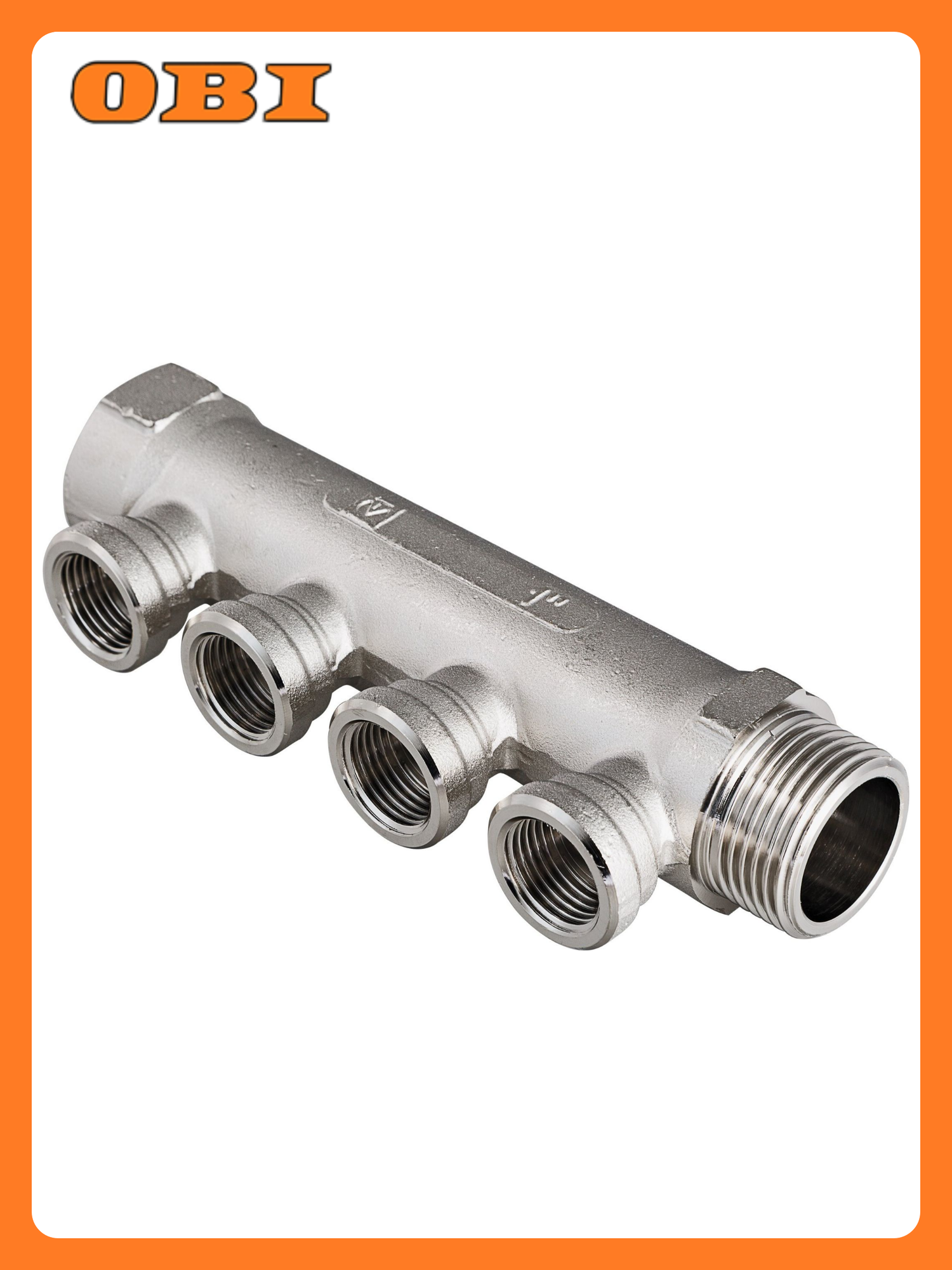 Коллектор VALTEC O55004152, латунь, никелированный, 4 отвода, 3/4"