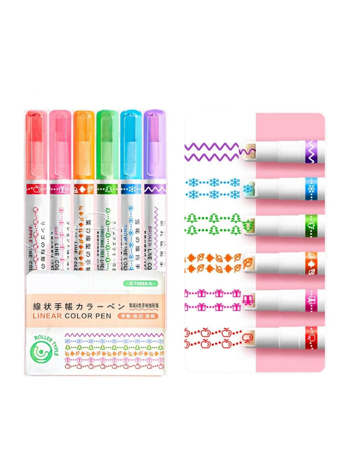 6шт маркеров Curves, герметичных чернильных ручек для создания заметок от руки