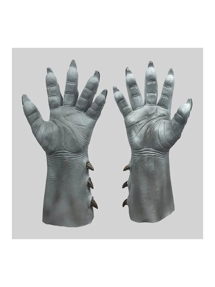 Маска и перчатки шестигранный монстр для хэллоуина и костюмированных праздников, серые перчатки