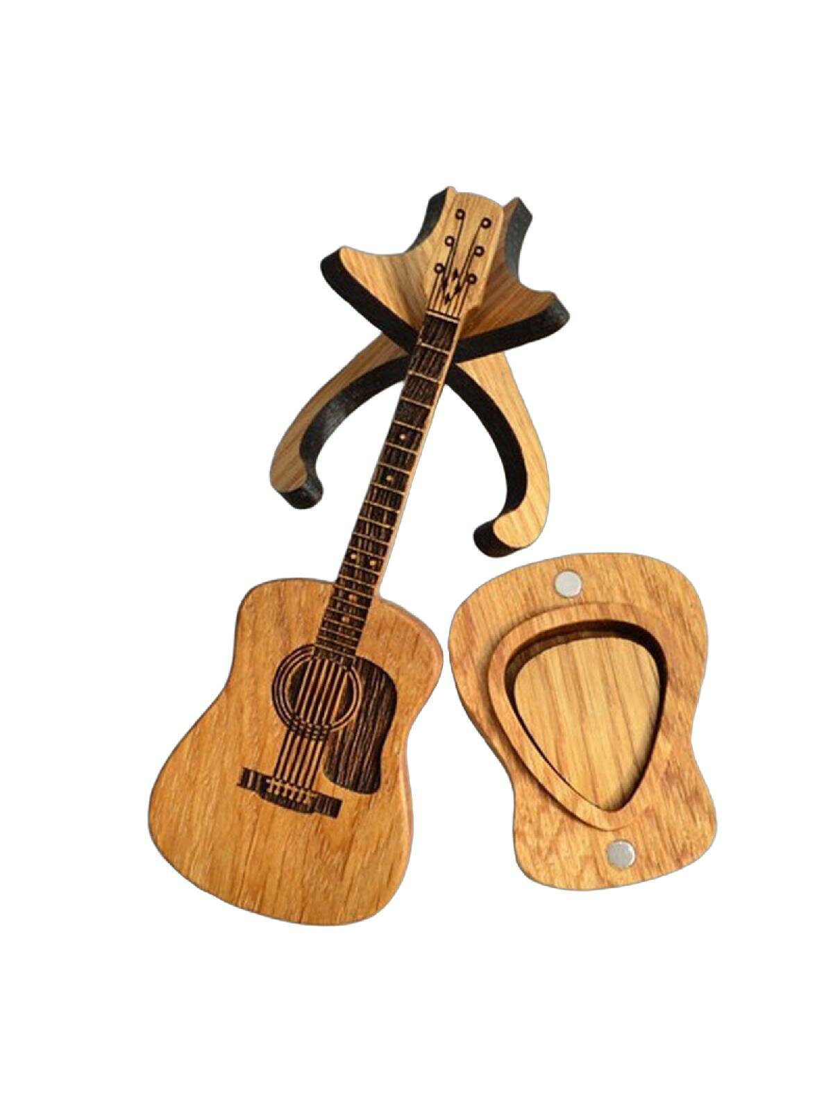 Художественная коробка для хранения медиатора из дерева, удобный долговечный держатель медиатора