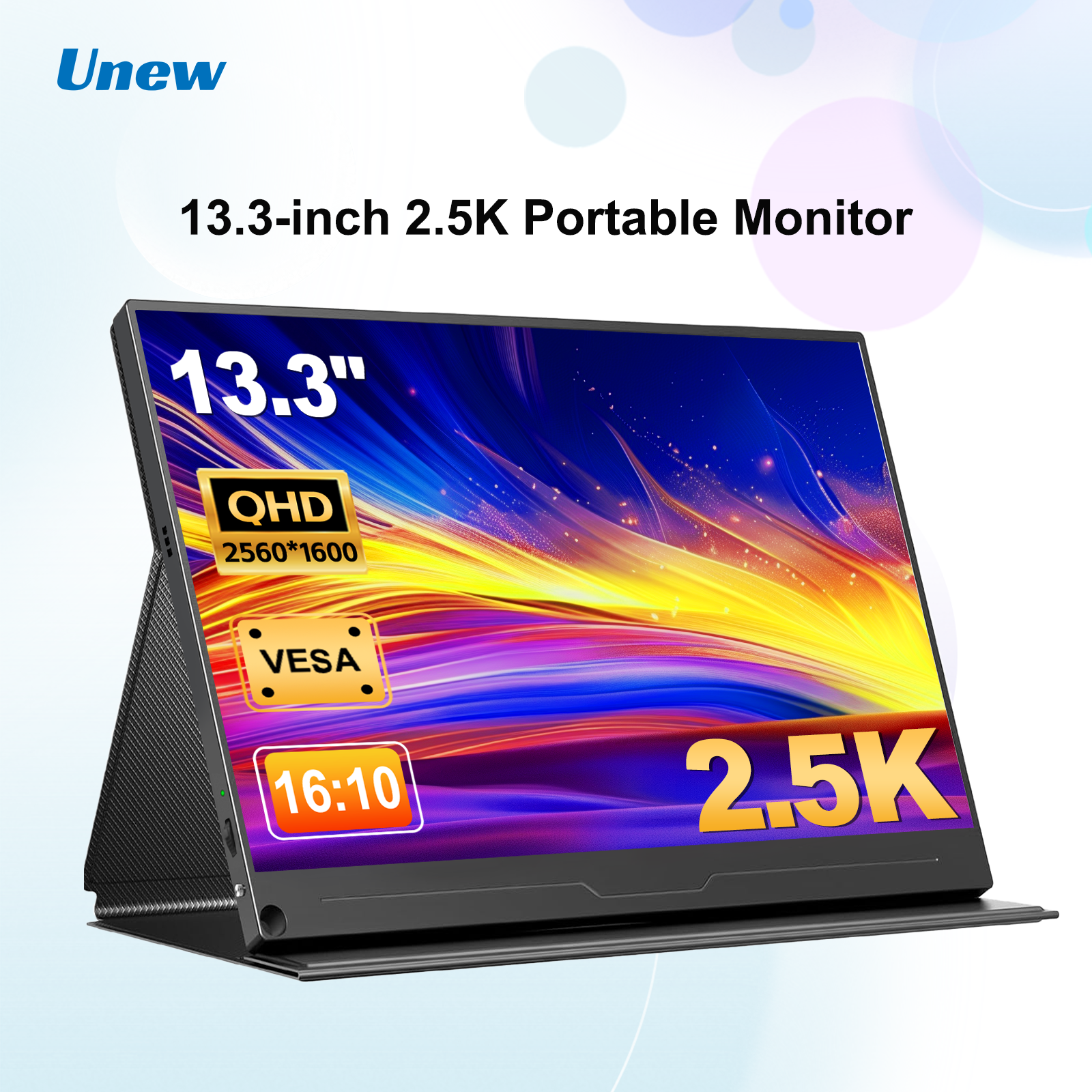Портативный монитор UNEW 2560x1600, Nano IPS, 13,3 дюйма, магнитная крышка, внешний блок питания