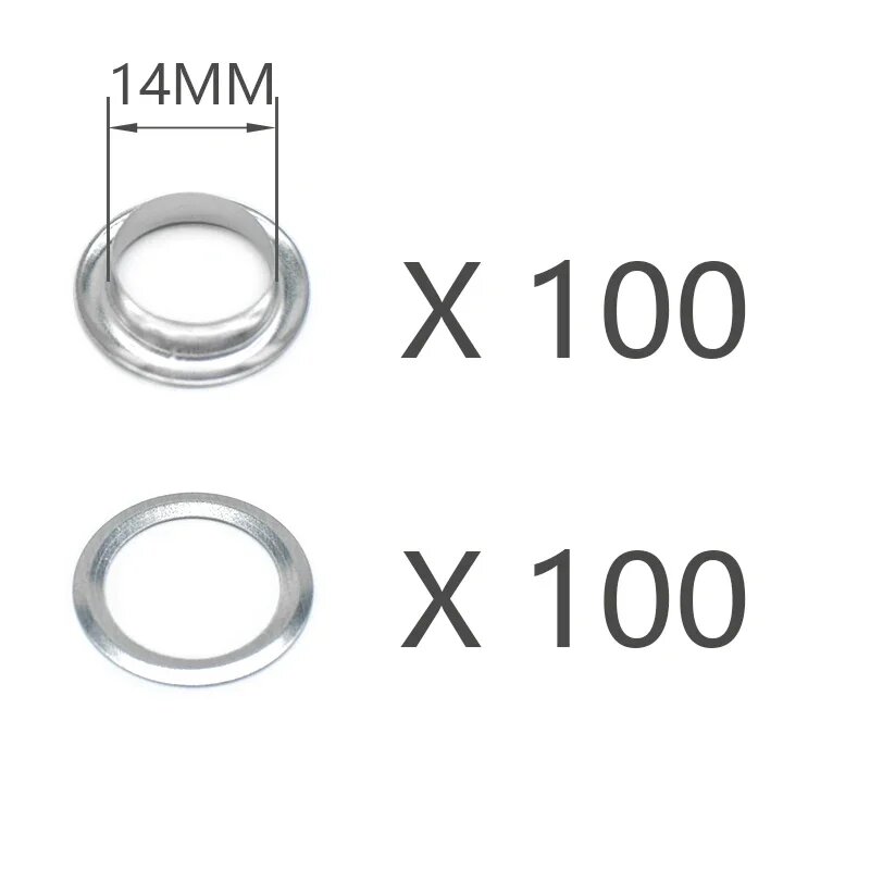Металлические люверсы для рукоделия 100 шт Белый, D14A-14mm-Silver