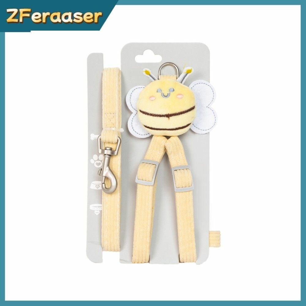 Набор поводков для собак, вельветовый, с декором пчелы, регулируемый, желтый