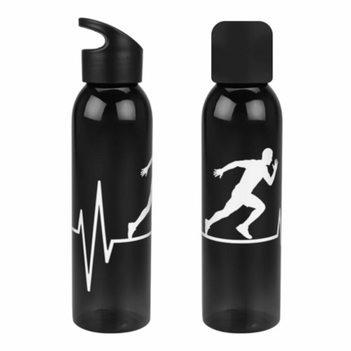 Бутылка для воды «В ритме сердца: бег. Подарок бегуну» (черный)
