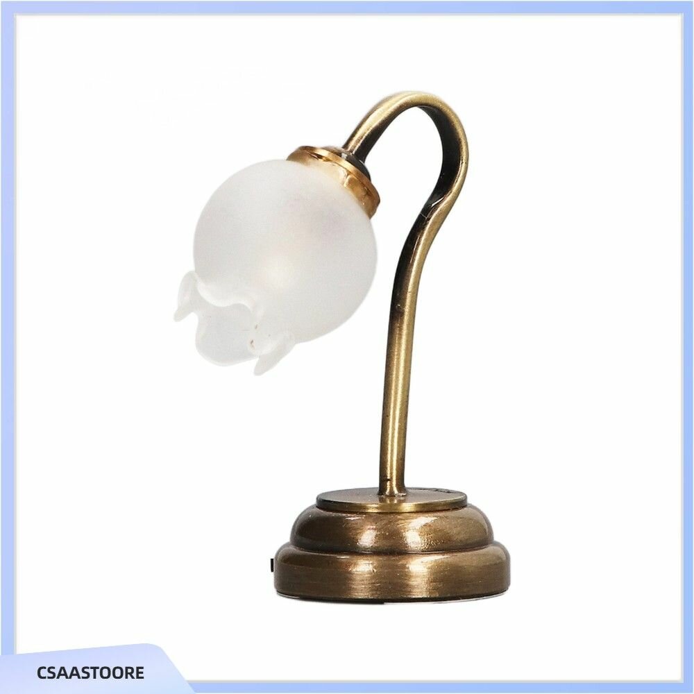 1:12 настольная лампа, цветок, мягкий свет, миниатюрная, для кукольного домика