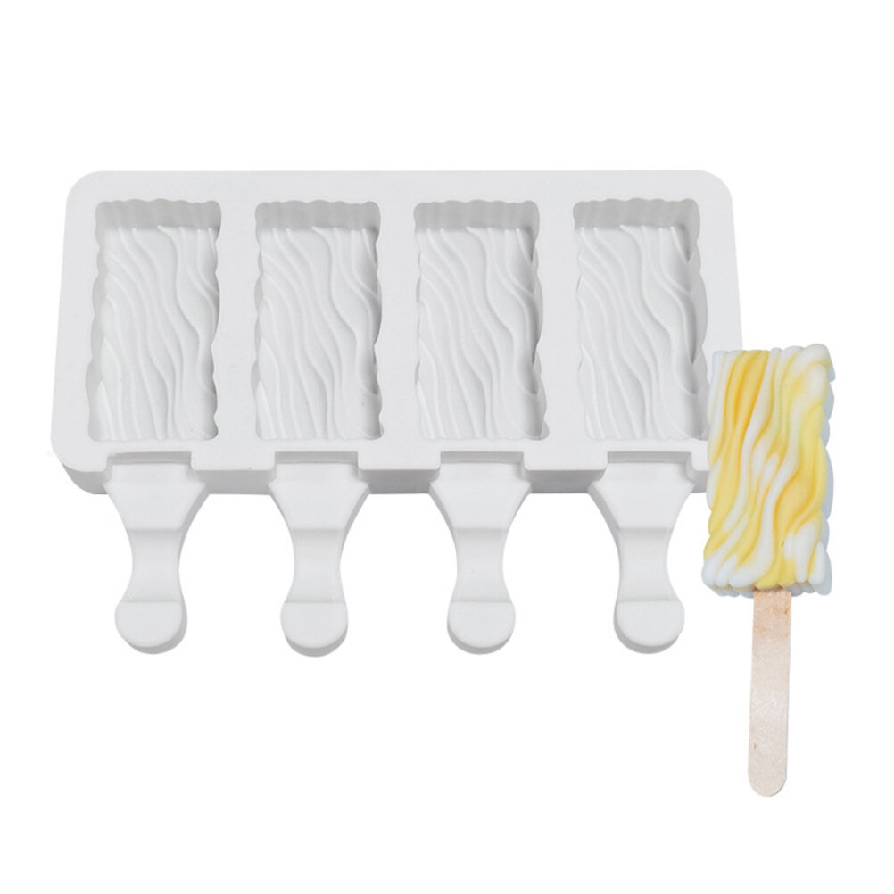 Силиконовая плесень мороженого, 4 -я клеточная плесень DIY DIY Maker для замороженного десертного эскимо