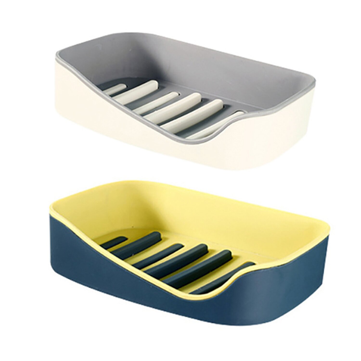 Комплекта настенных мыльниц с клеящейся поверхностью, ящик для хранения без сверления, полка для мыльниц с двойным сливом, серые и желтые