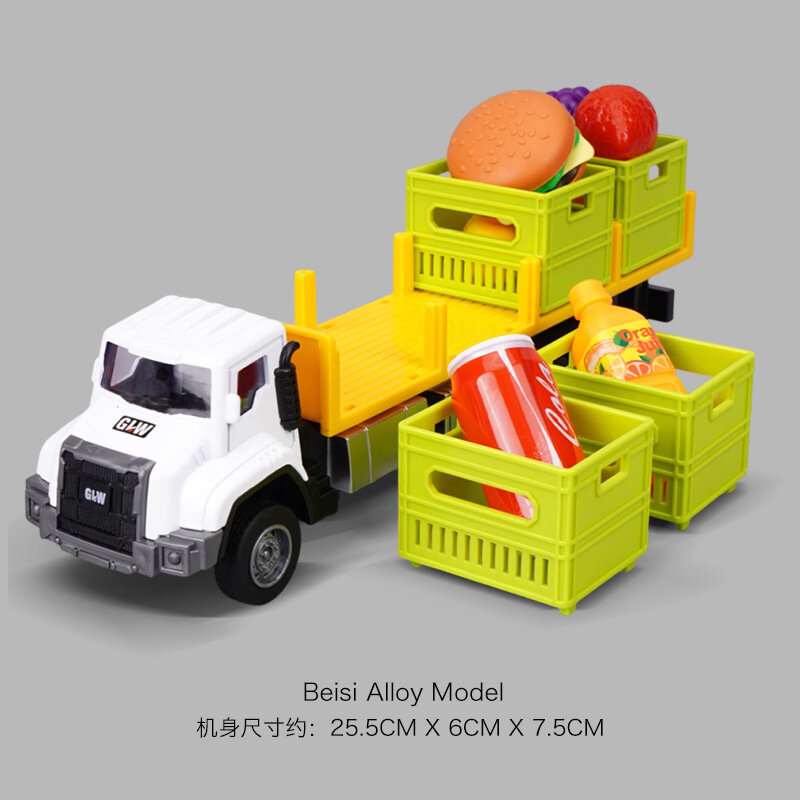 Игрушечный алюминиевый прицеп для мальчиков, автомобиль дорожной спасательной службы, платформа для перевозки грузов, строительная машина, для детей 3-6 лет, игрушечная машинка 5