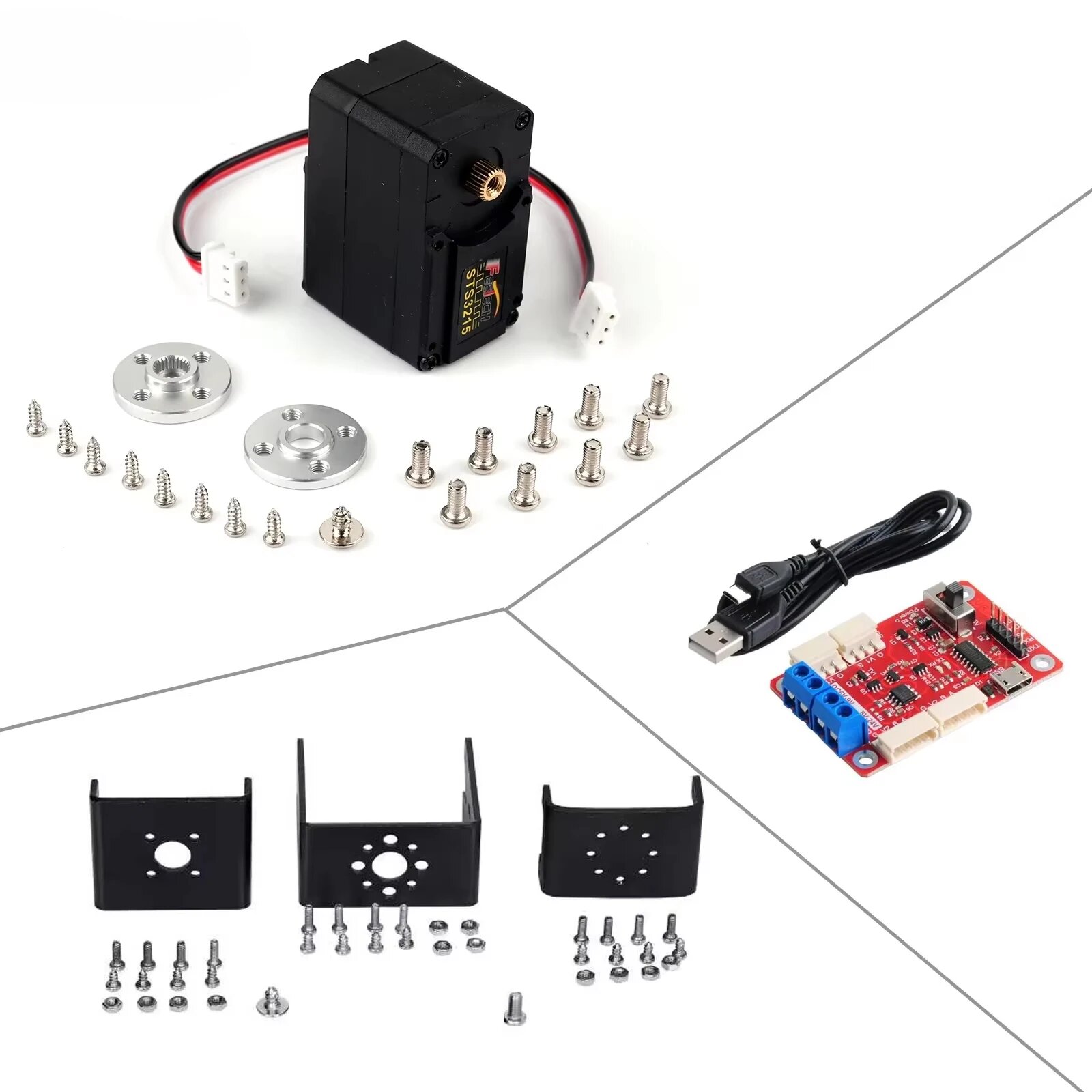 Feetech STS3215 Сервопривод 30 кг. см, Черный, 3шт