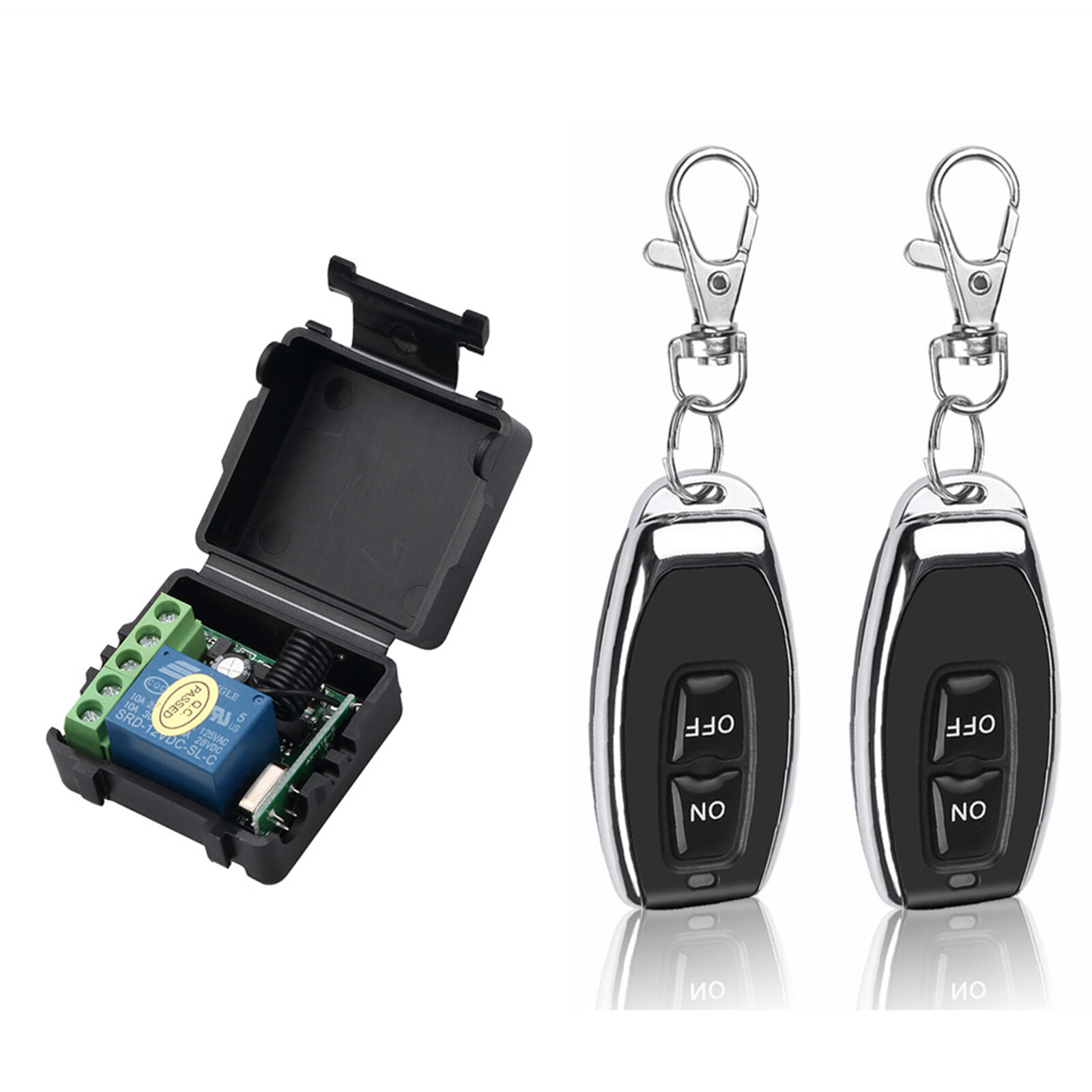 Модуль беспроводного дистанционного переключателя реле Smart Home 433Mhz DC 12V 1CH с передатчиком и универсальным пультом дистанционного управления 1527, входное напряжение DC10V-14V, ток в режиме ожидания <5MA, чувствительность приема >97 dbm, диапазон