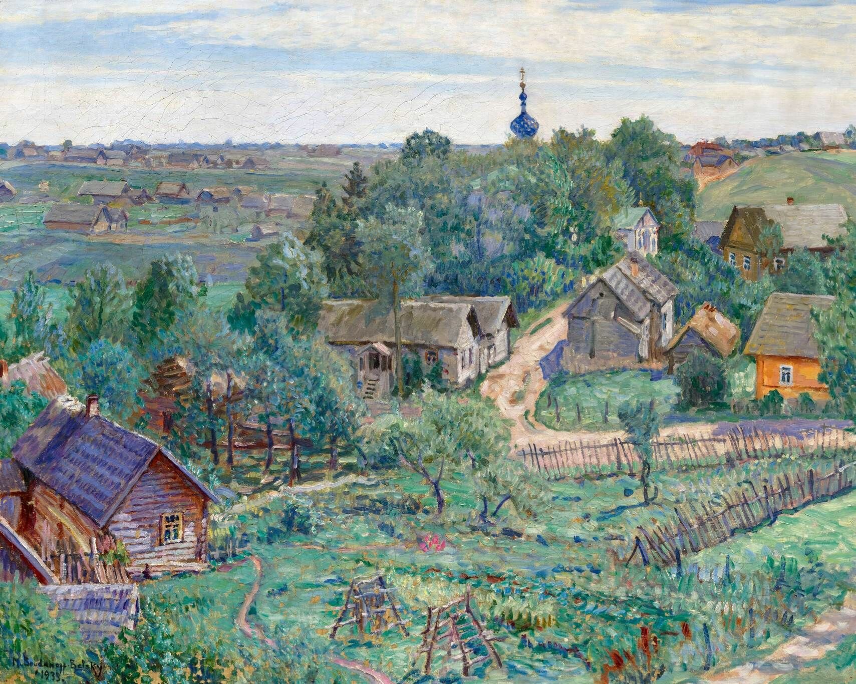 Картина Богданова-Бельского Николая Русская деревня 60х48 см